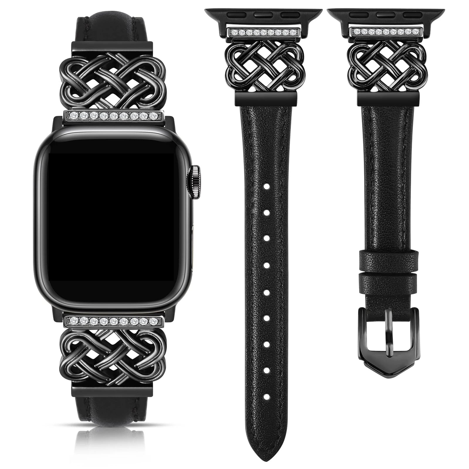 Geneva Apple Watch Band Luxurious Genuine Leather With Interlock Knot ...