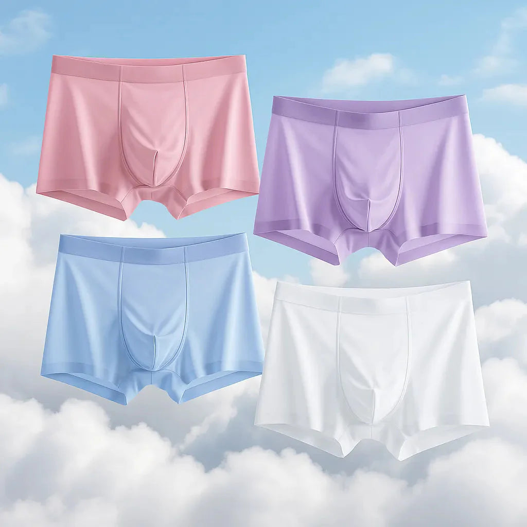Ultra Thin Ice Silk Men's Boxer Briefs Breathable Quick Drying Barely ...