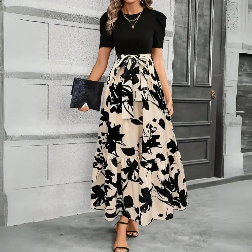 Floral Maxi Dress For Women With Bold Black Botanical Print Effortless ...