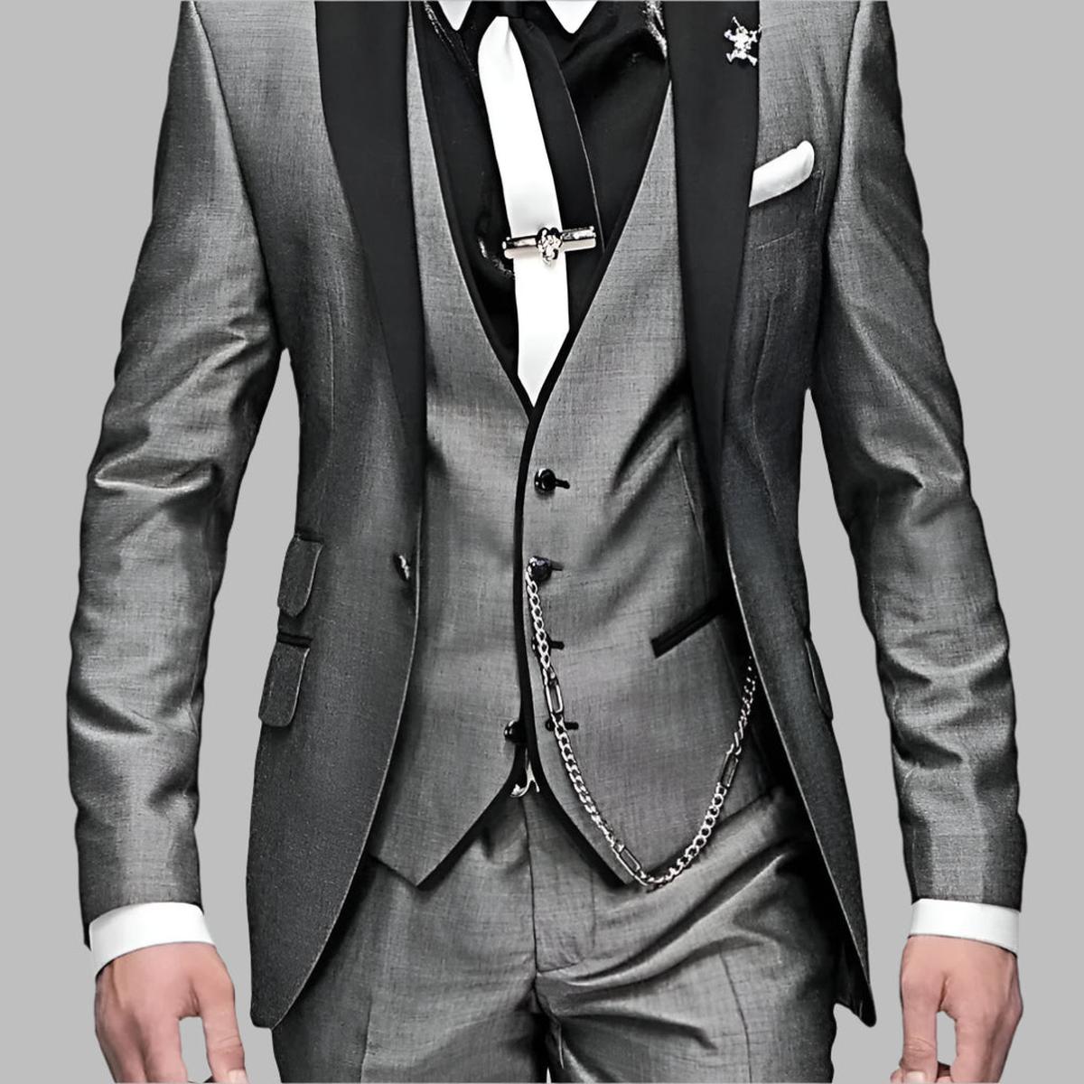 Donald Mens Luxury Three Piece Wedding Suit Set For Grooms With Tailor ...