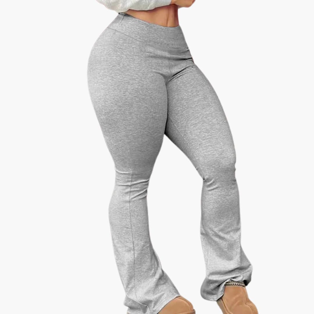 Womens Bootcut Pants With High Waist Elastic Pull On Design And Flared ...