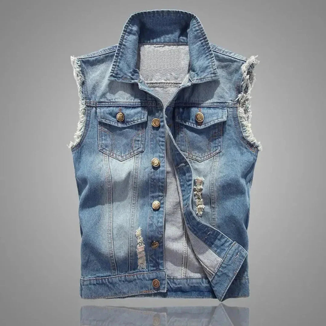 Roa Distressed Denim Vest – urbann-vibe