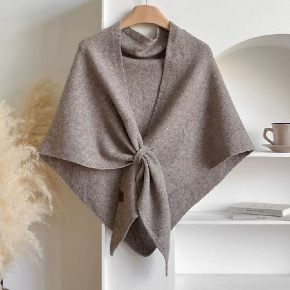 Knotted Front Draped Wool Poncho Shawl Cape For Women Cozy Stylish Lux ...