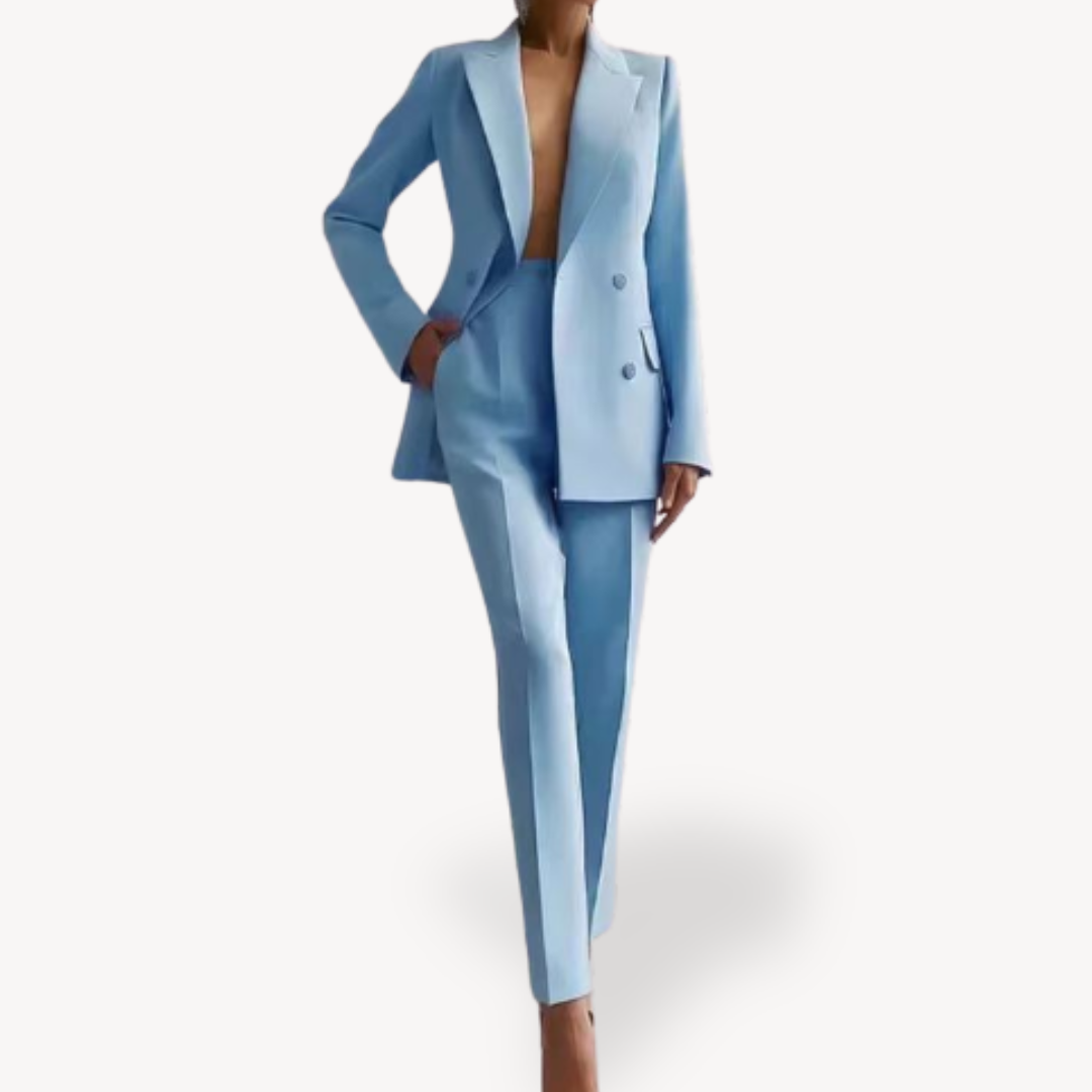 Fiona Womens Formal Tailored Suit Set With Long Blazer For Professiona ...