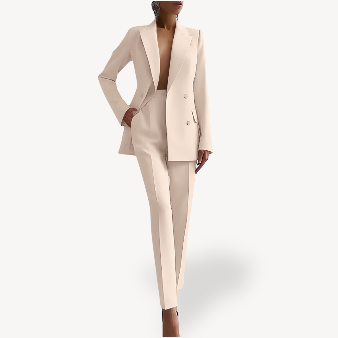 Fiona Womens Formal Tailored Suit Set With Long Blazer For Professiona ...