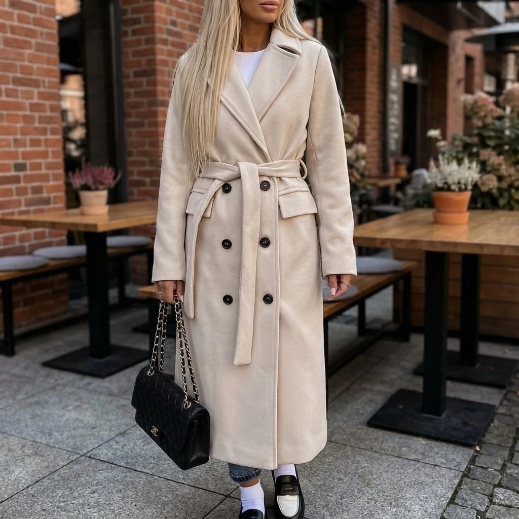 Belted Double Button Coat – urbann-vibe