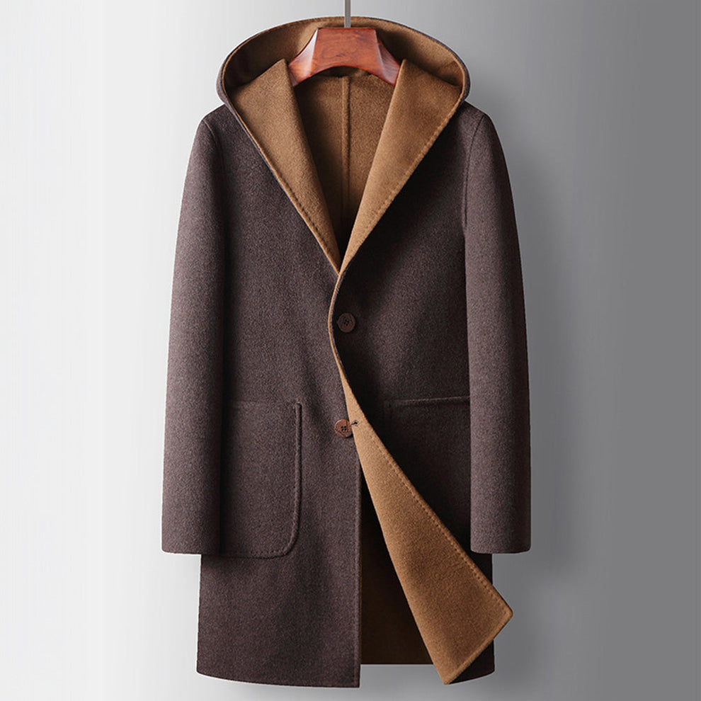 Arthur Wool Blend Hooded Coat Reversible Versatile With Button Front A ...