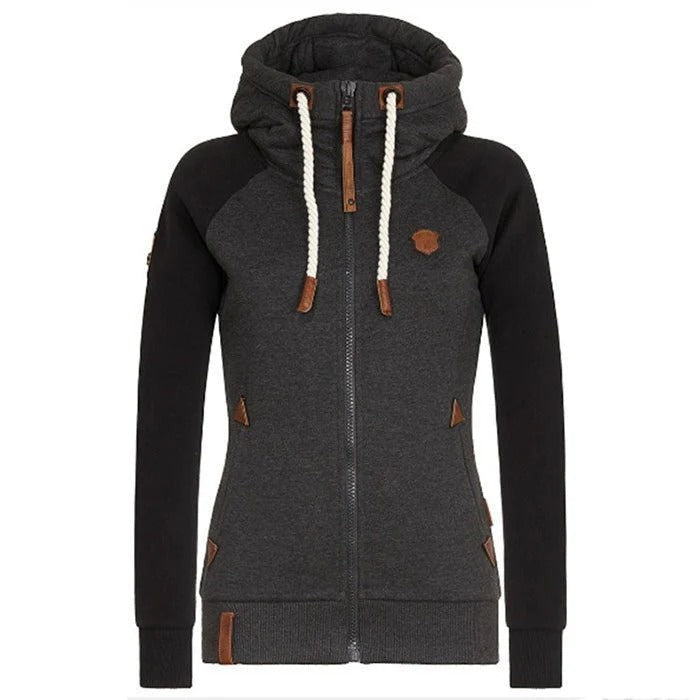 Urbann Vibe Women's Zip Up Hoodie Tailored Fit Knit Texture Ribbed Edg ...