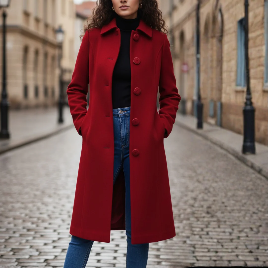 Women's Winter Coat With Buttons - Warm Classic Design For Everyday We ...